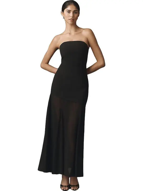 Endless Rose Strapless Chiffon Maxi Dress - Black