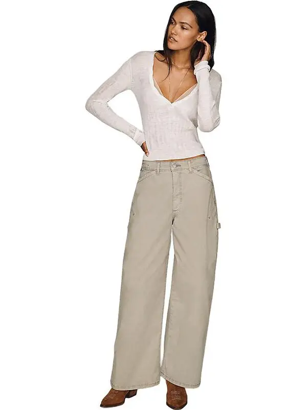 PILCRO Kayden Full Length Utility Barrel Pants - Elm