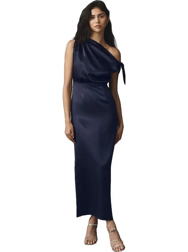 MARE MARE Off-shoulder Draped Maxi Dress - Navy