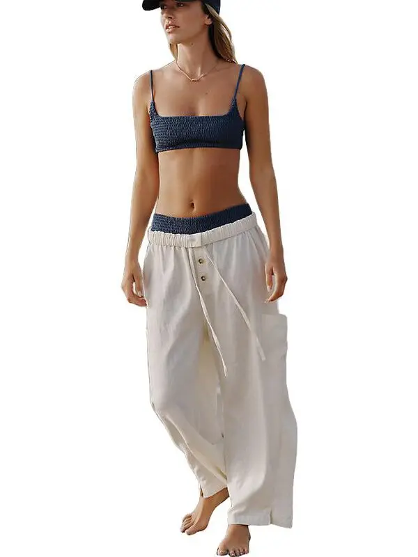 CELANDINE High-rise Pull-on Wide-leg Pants - Ivory