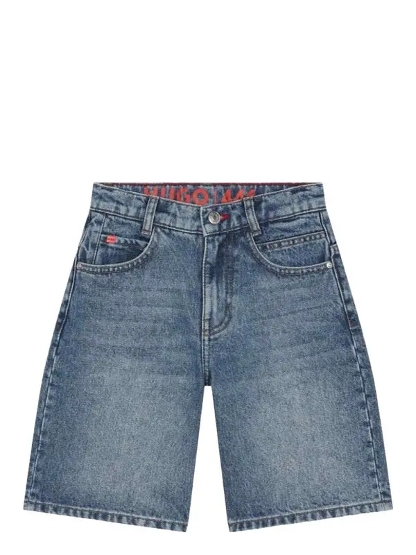 Hugo Boss Logo Denim Shorts - Blue