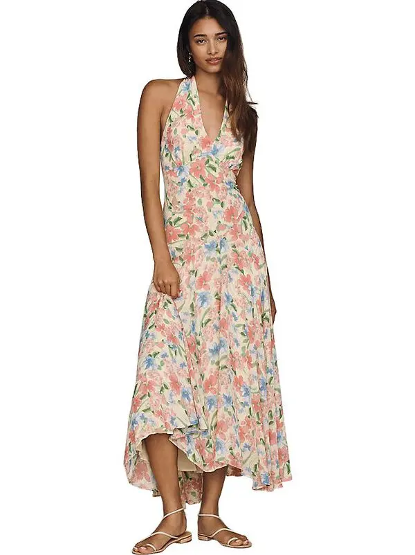 REFORMATION Briony Halterneck Dress - Spring Fling