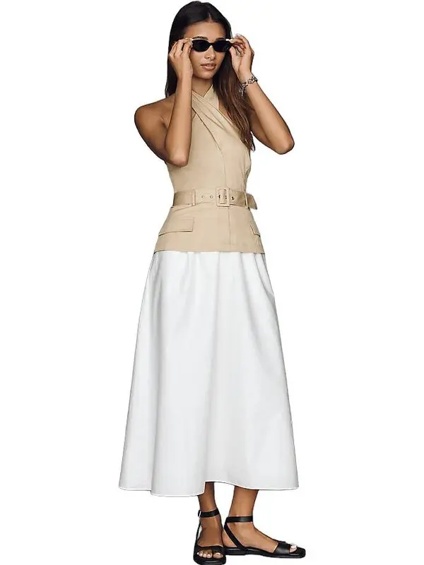 Astr The Label Halter Twofer Midi Dress - Khaki
