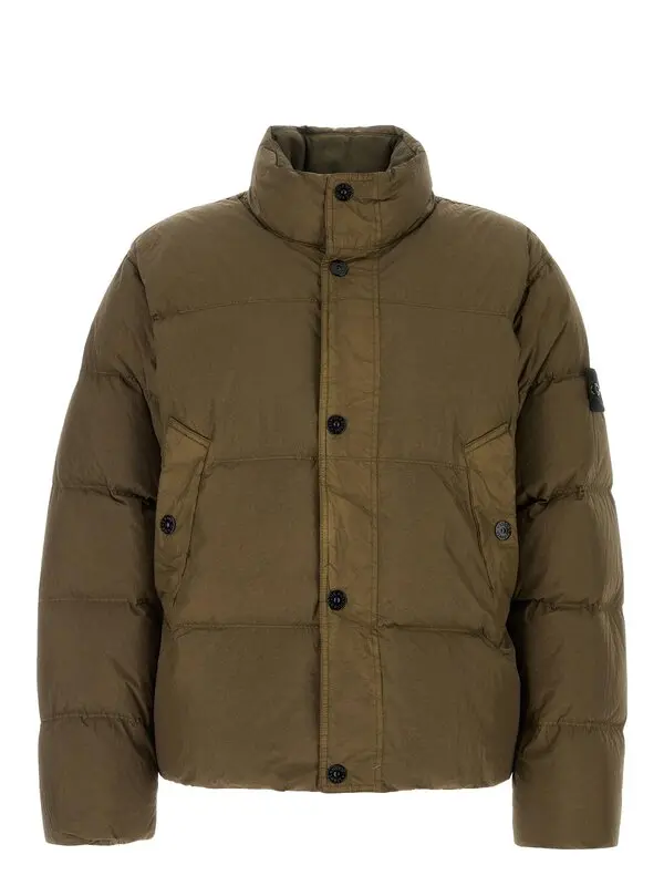Stone Island Khaki Quilted Down Jacket - Green