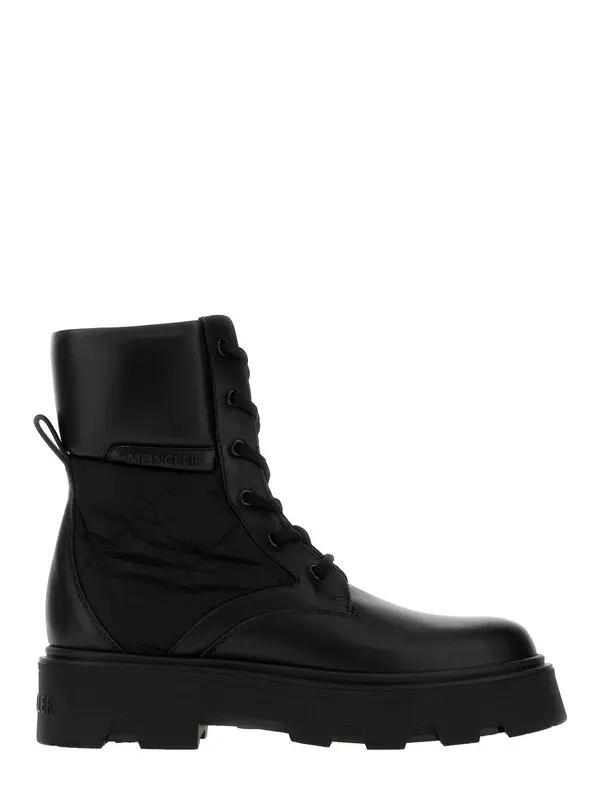 Moncler Leather And Fabric Aurea Ankle Boots - Black