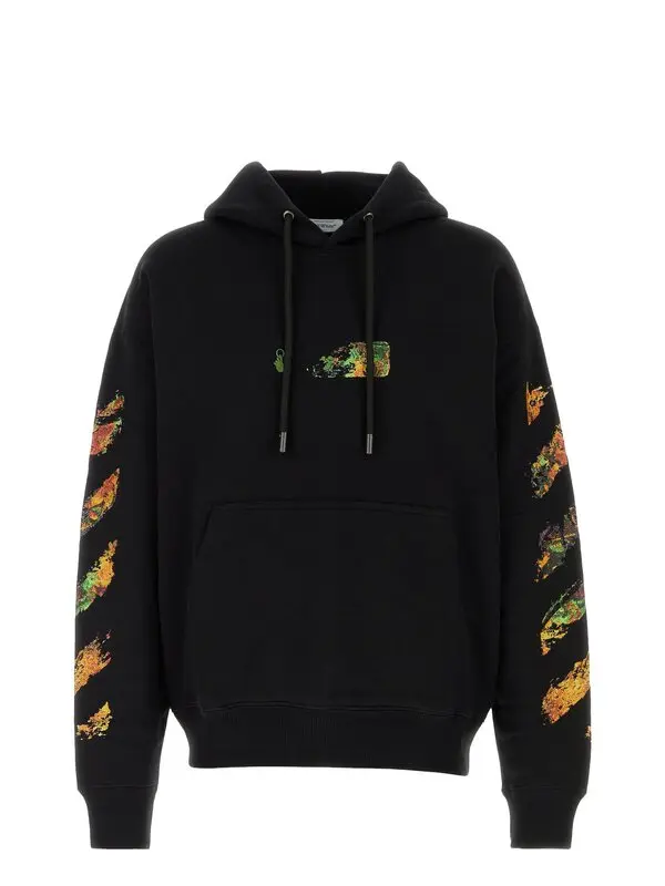 Off-White Cotton Sweatshirt With Graphic Print - Black