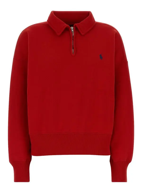 Polo Ralph Lauren Cotton Blend Quarter Zip Polo Shirt - Red