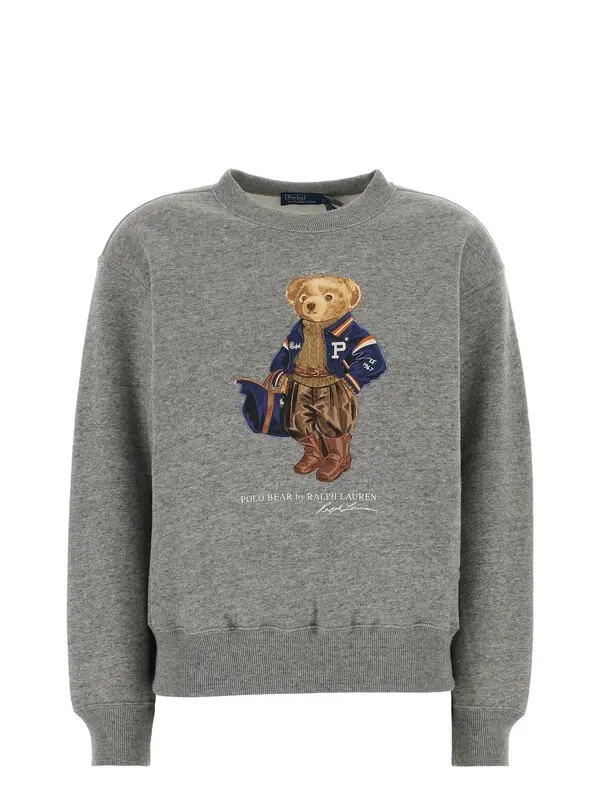 Polo Ralph Lauren Cotton Blend Sweatshirt With Polo Bear Print - Grey