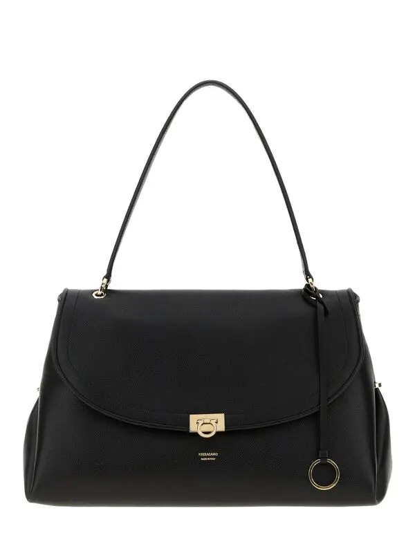 FERRAGAMO Leather Shopping Bag - Black