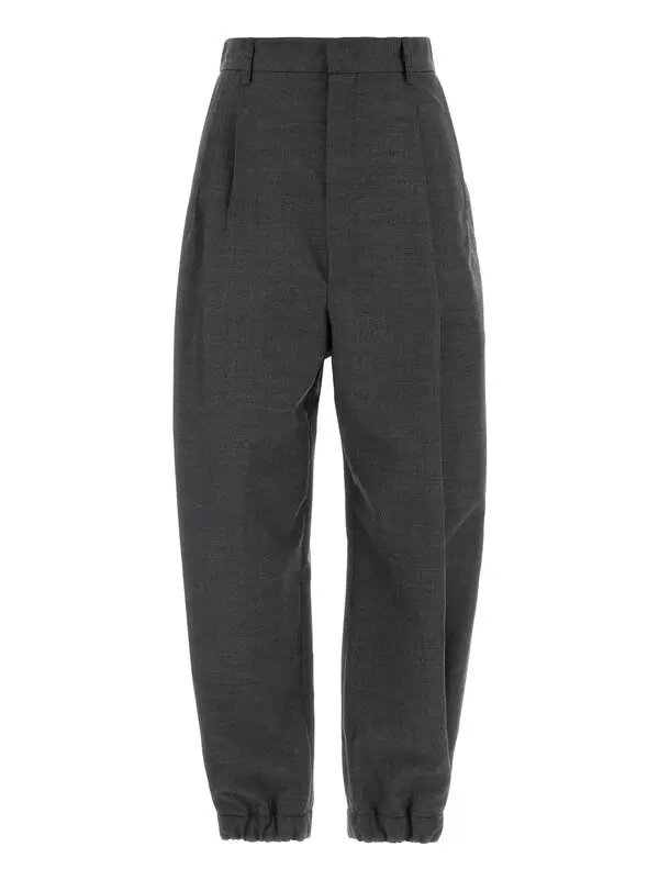 Moschino Virgin Wool Inverted Pleat Pants With Elasticated Cuffs - Grey