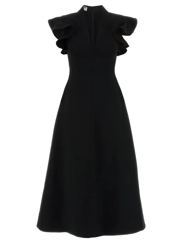 Moschino Jersey Dress With Ruffled Sleeves - Black