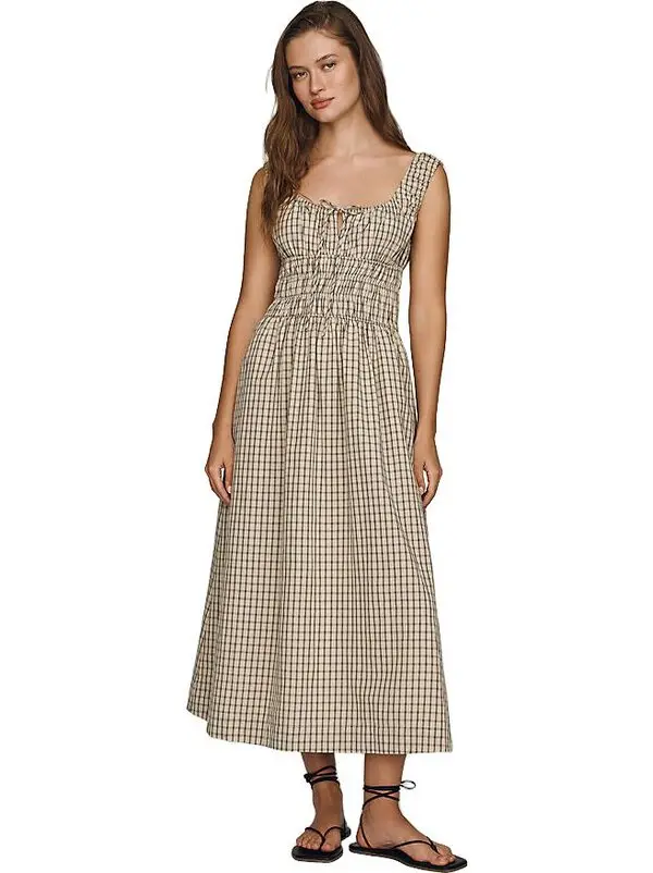 NIA Smocked Bodice Midi Dress - Sand