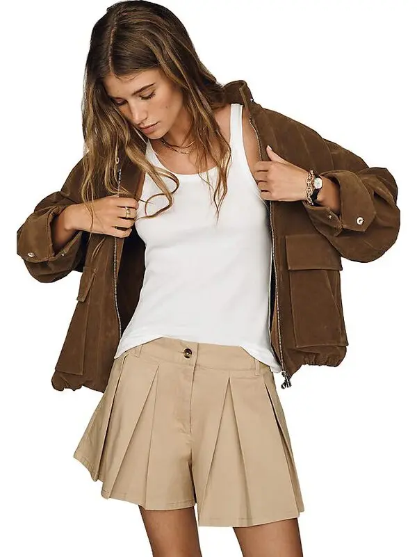 Anthropologie Flirty Pleated Shorts - Khaki