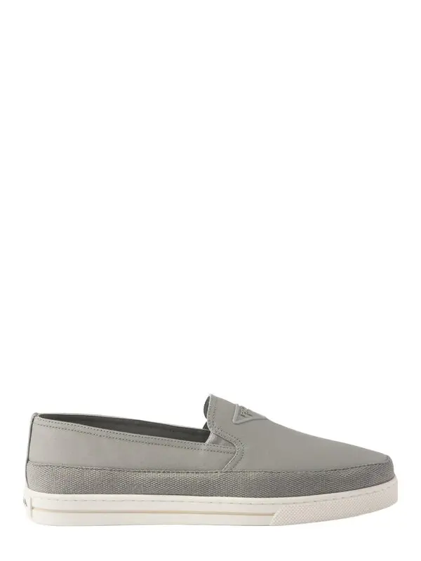 Prada Cotton Canvas Slip-on Sneakers - Cloud Gray