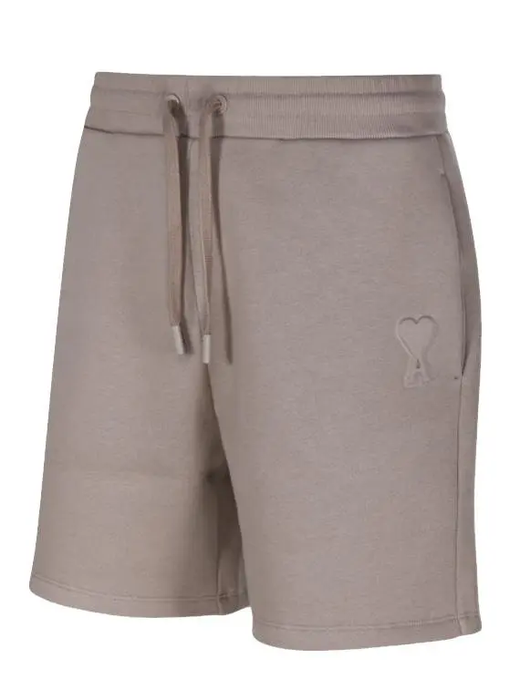 AMI Paris Logo Embossed Drawstring Shorts - Gray