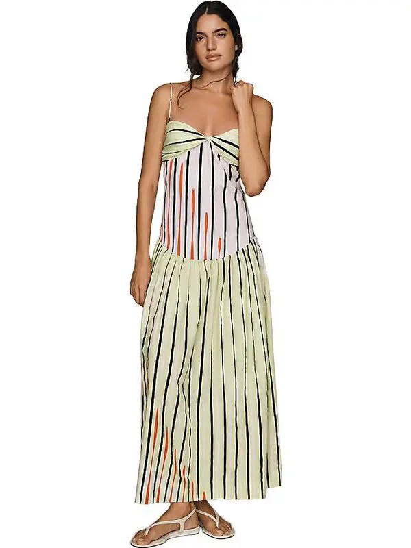 SWF Strapless Drop Waist Maxi Dress With Vertical Stripes - Voltage