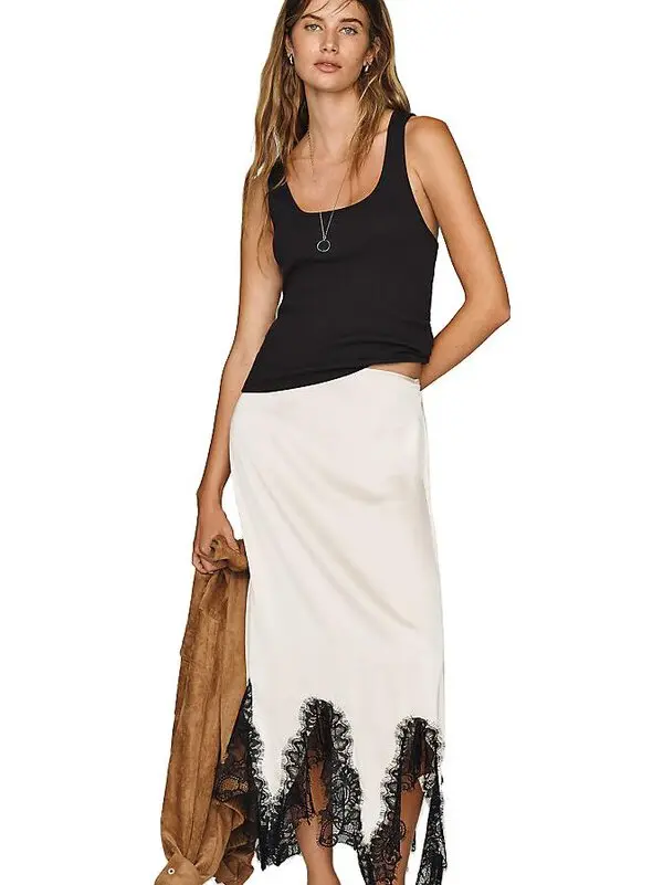 RMN Lucia Satin Midi Skirt - Ivory