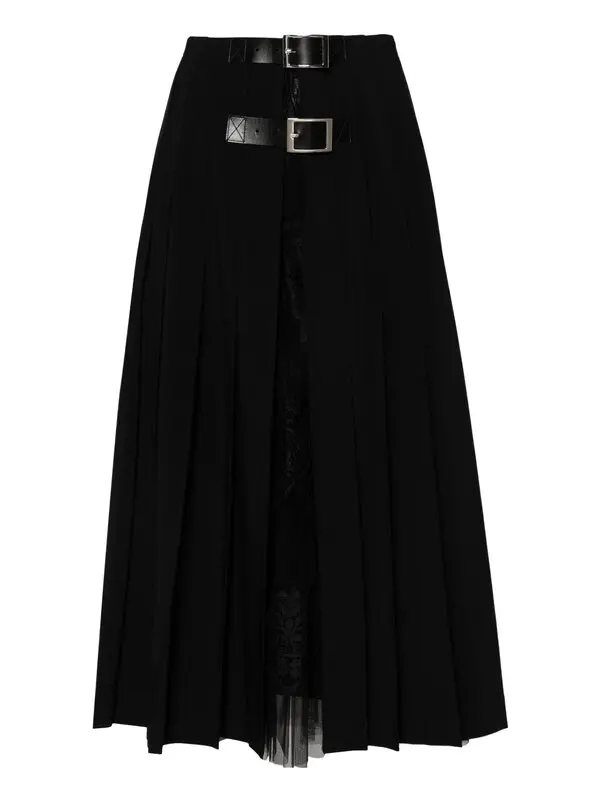 Ermanno Scervino Pleated Midi Skirt With Buckle Detail - Black