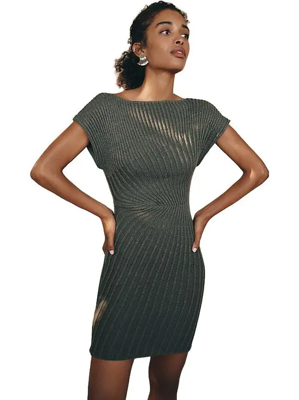 Anthropologie Ribbed Mini Sweater Dress - Thyme