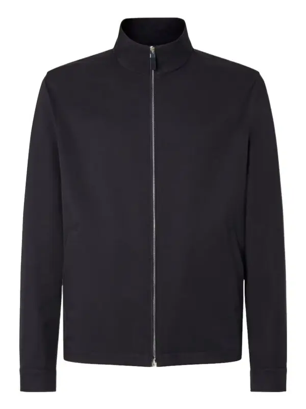 Zegna Zip-up Stand Collar Jacket - Navy Blue
