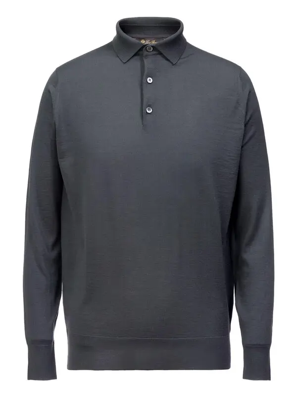 Loro Piana Long Sleeve Polo Shirt - Black