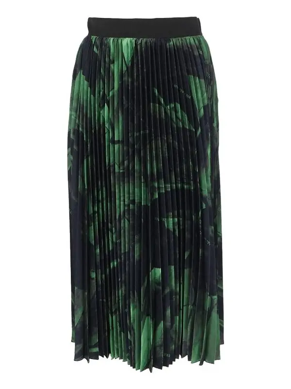 Off-White Pleated Graphic Print Skirt - Black