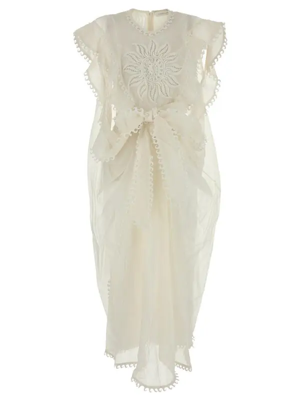 Zimmermann Linen Blend Balance Dress - White