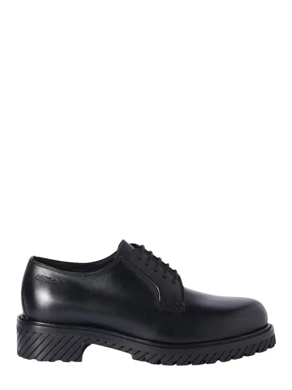 Off-White Military Lace-up Derby With Embossed Logo And Lug Sole - Black