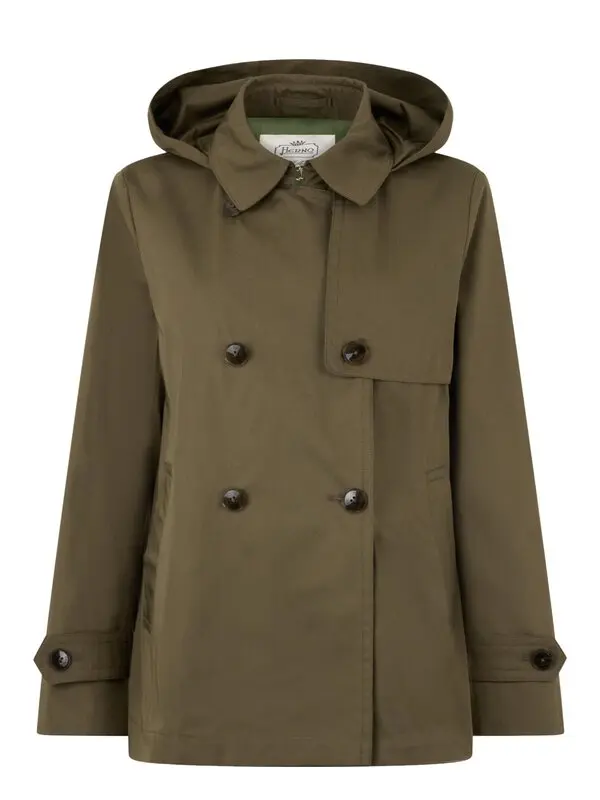 Herno Hooded Short Trench Coat - Brown