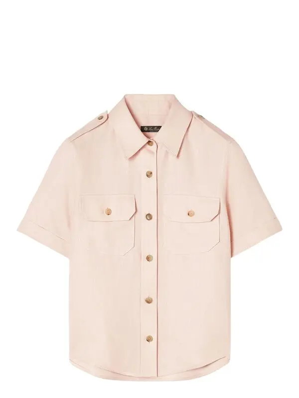 Loro Piana Annalisa Short Sleeve Shirt With Button Details - Blush Petals