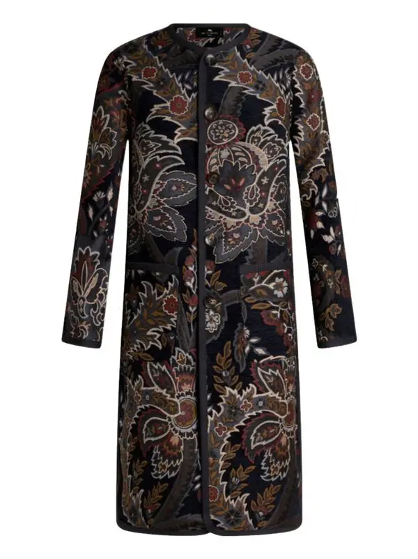 Etro Reversible Chenille Jacquard Coat - Black