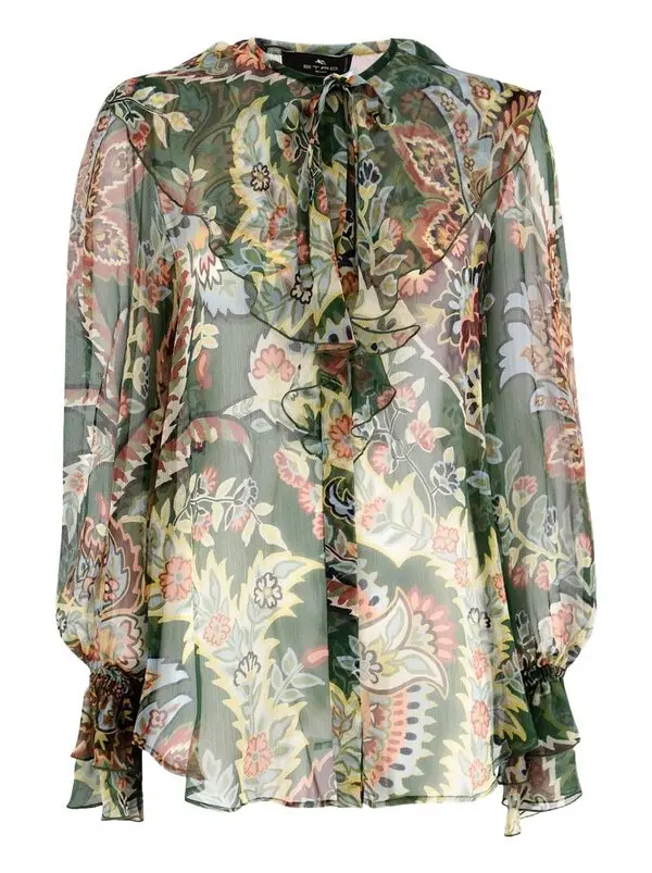 Etro Floral-printed Ruffled Shirt - Nude