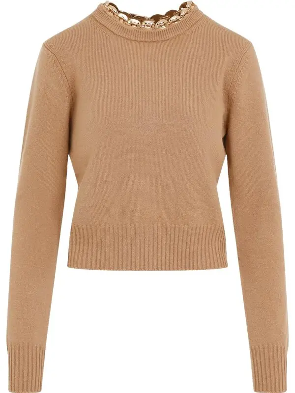 Rabanne Embellished Crewneck Jumper - Nude