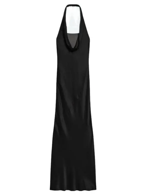 Helmut Lang Silk U-neck Maxi Dress - Black
