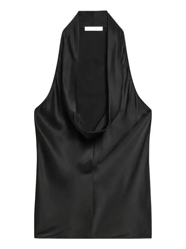 Helmut Lang Silk Cowl Neck Top - Black