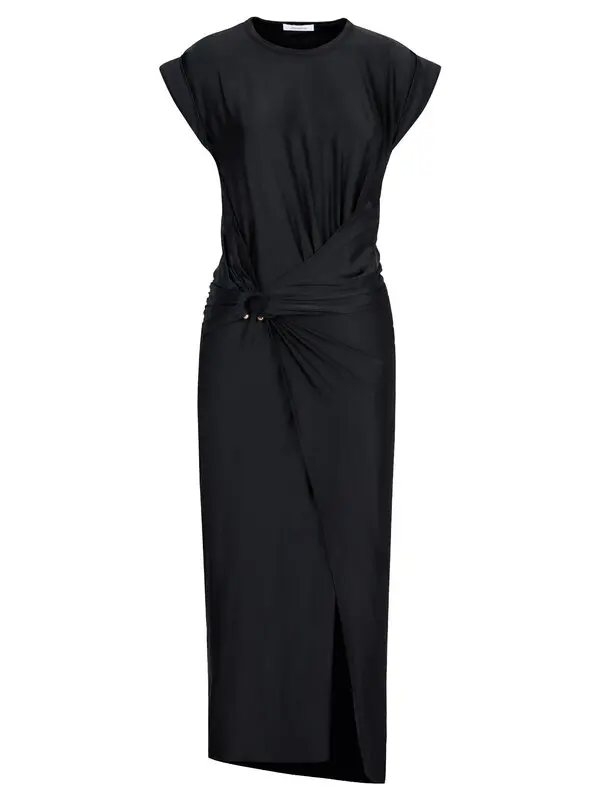 Rabanne Gathered Draped Midi Dress - Black