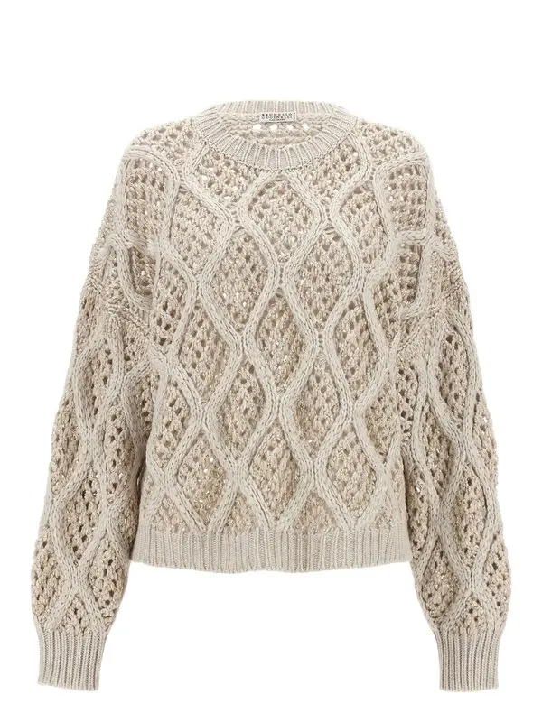 Brunello Cucinelli Sequin Embellished Knitted Jumper - Beige