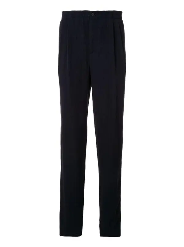 Giorgio Armani High-waisted Ribbed Trousers - Black