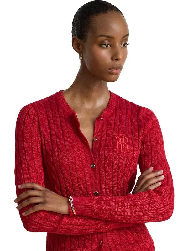 Ralph Lauren Cable-knit Cotton-blend Cardigan - Ralph Red