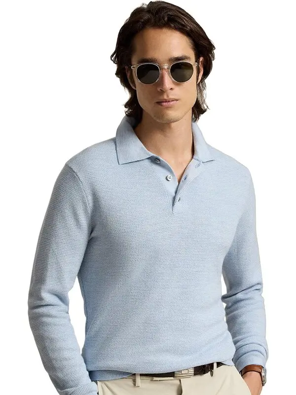 Ralph Lauren Striped Performance Polo-collar Sweater - Blue Combo