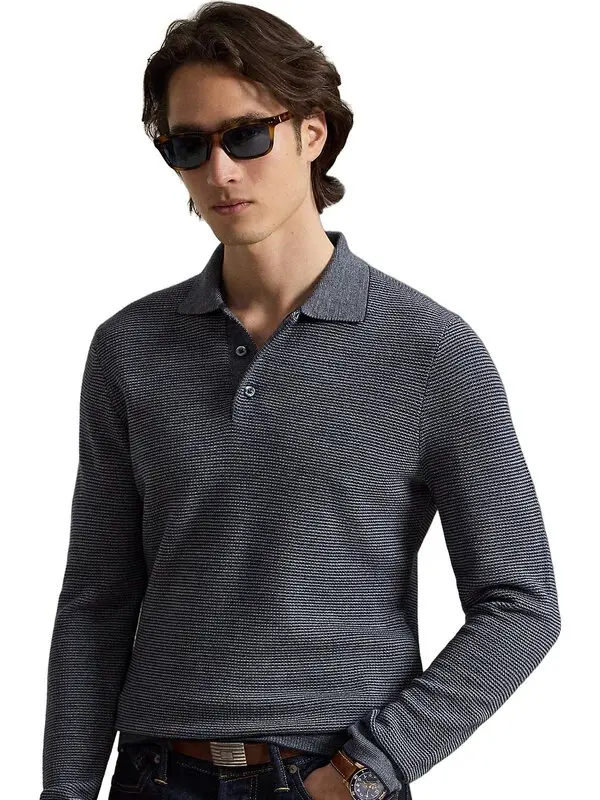 Ralph Lauren Striped Performance Polo-collar Sweater - Navy Combo