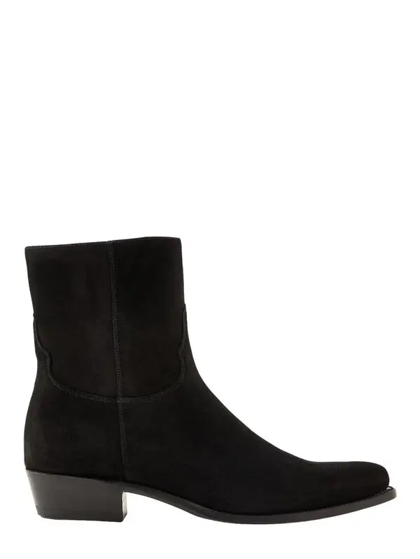 Ralph Lauren Calfskin Suede Western Boots - Black