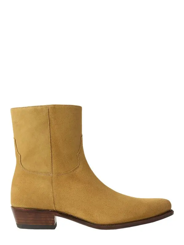 Ralph Lauren Calfskin Suede Western Boots - Caramel