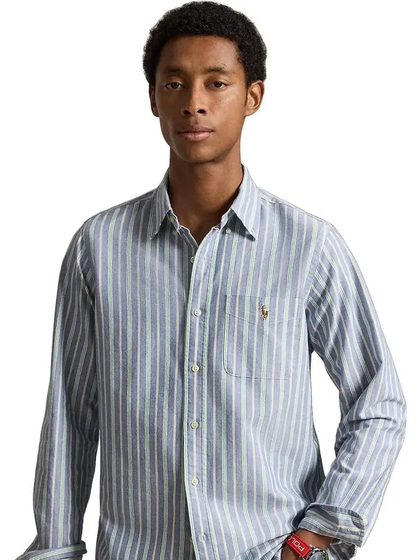Ralph Lauren Classic Fit Striped Oxford Shirt - Navy Yellow Multi