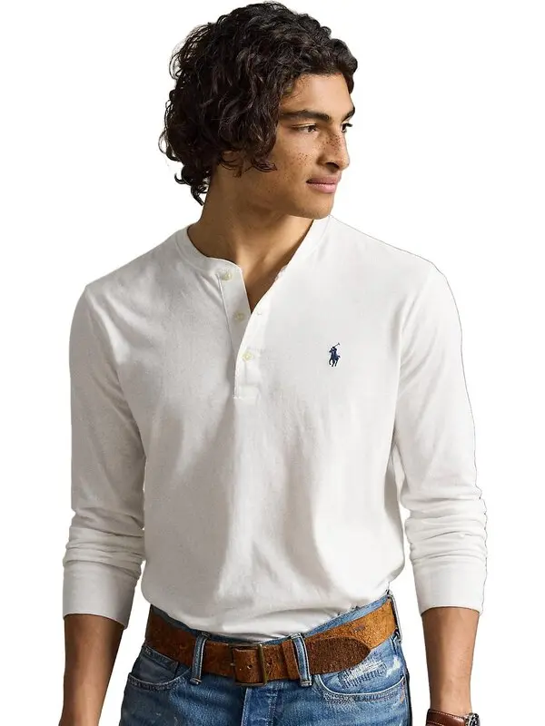 Ralph Lauren Classic Fit Jersey Henley Shirt - White