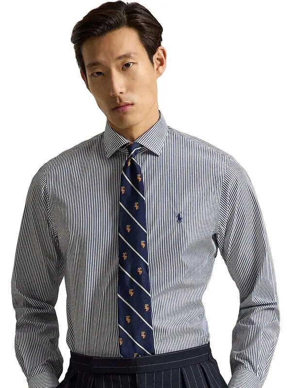 Ralph Lauren Custom Fit Striped Poplin Shirt - Navy/white