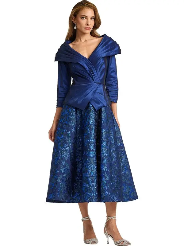 Tadashi Shoji Renwick Portrait Midi Dress - Navy/multi