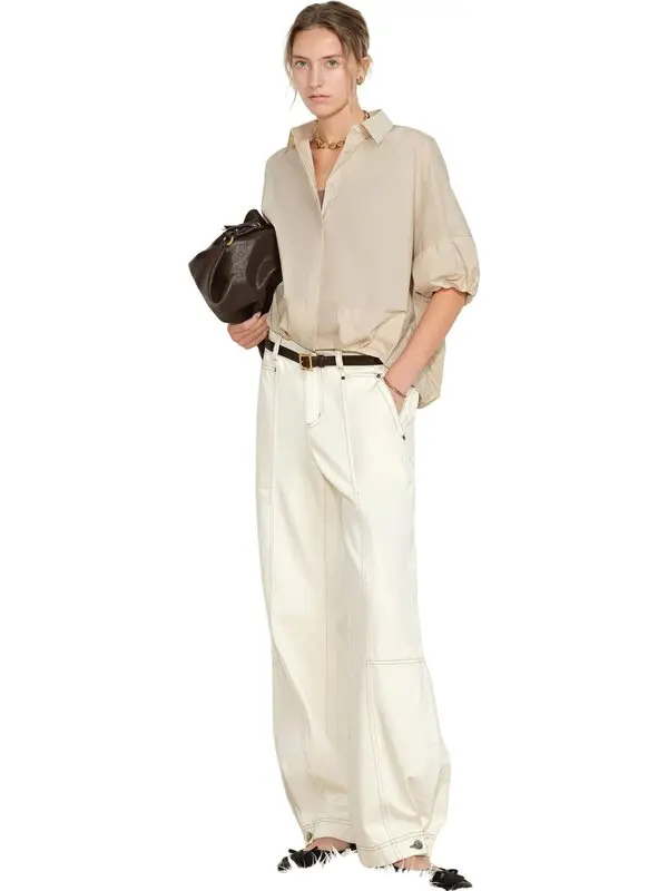 Fabrique Claire Khaki Puff Sleeve Shirt - Grey