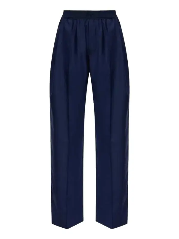 Kenzo Wool Trousers With Embroidered Logo - Blue