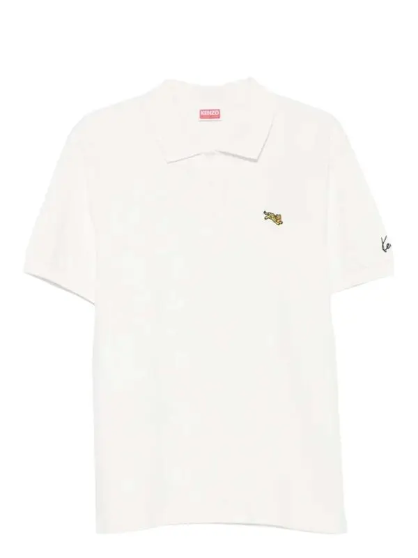 Kenzo Tiger-patch Polo Shirt - White